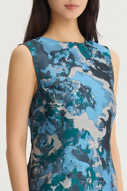Ming Wang Abstract Jacquard Woven Sheath Dress