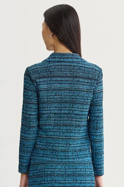 Ming Wang Lapel Collar Tweed Knit Jacket