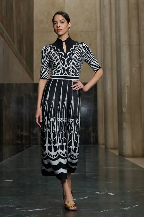 Ming Wang Fit & Flare Knit Maxi Dress