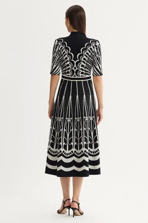 Ming Wang Fit & Flare Knit Maxi Dress