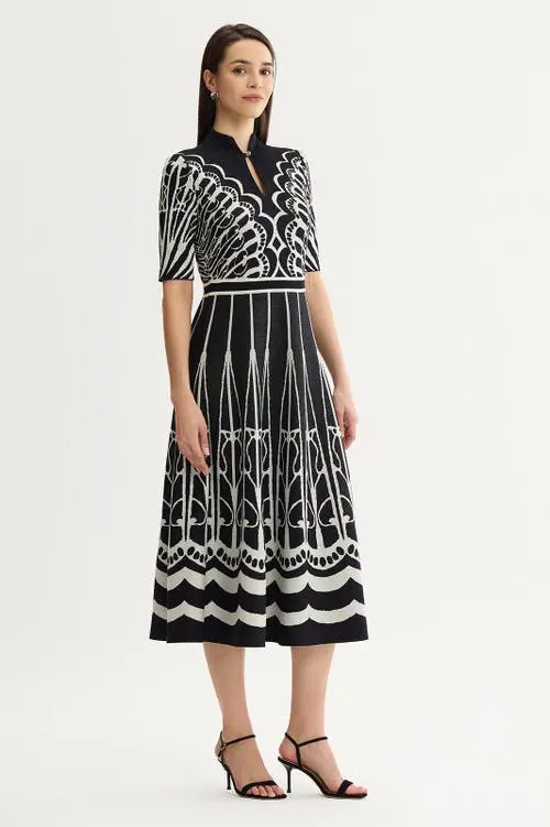 Ming Wang Fit & Flare Knit Maxi Dress