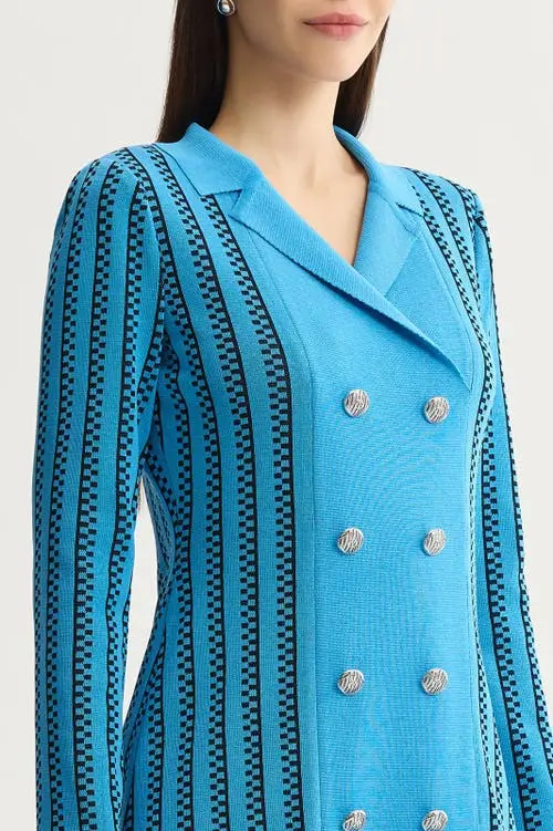 Ming Wang A-line Knit Dress With Faux Double-breasted Detail