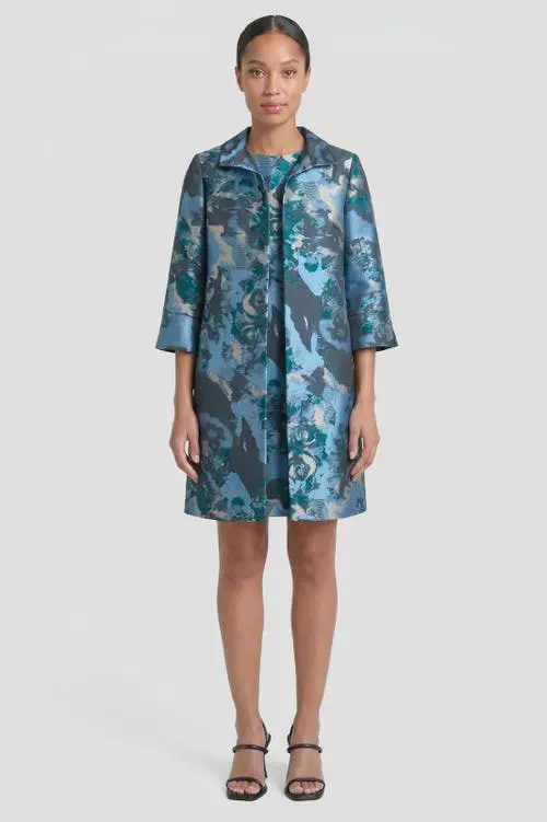 Ming Wang Abstract Jacquard Woven Topper - Deep Teal
