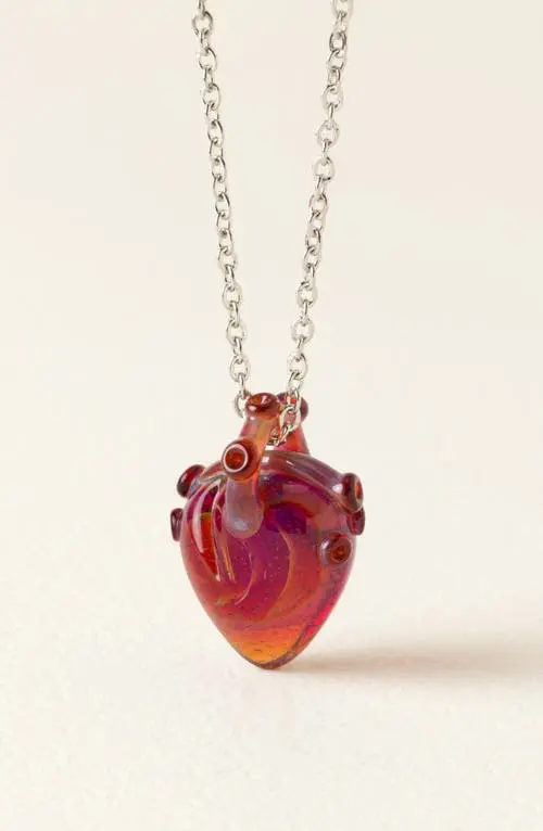 UNCOMMON GOODS Anatomical Glass Heart Necklace