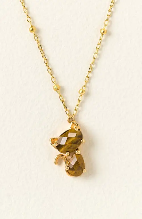 UNCOMMON GOODS Faceted Feline Cat Necklace With Tiger's Eye - Multi