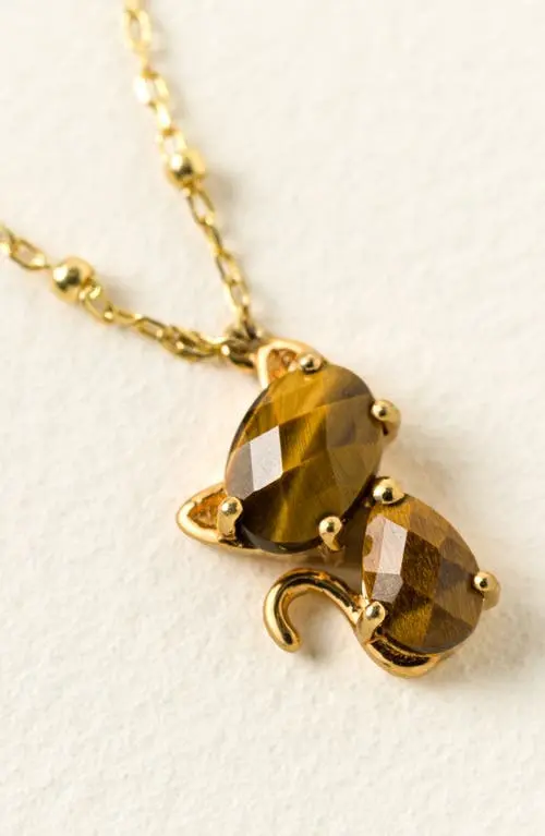 UNCOMMON GOODS Faceted Feline Cat Necklace With Tiger's Eye