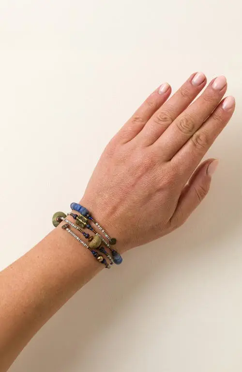 UNCOMMON GOODS Tumbled Blue Ocean Spiral Bracelet