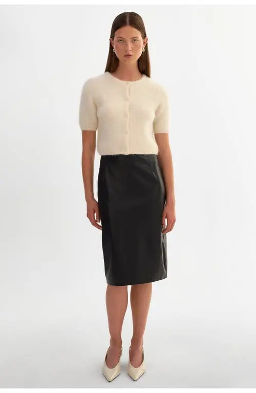 LAMARQUE Faux Leather Pencil Skirt - Black
