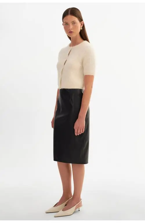 LAMARQUE Faux Leather Pencil Skirt - Black