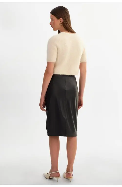 LAMARQUE Faux Leather Pencil Skirt - Black
