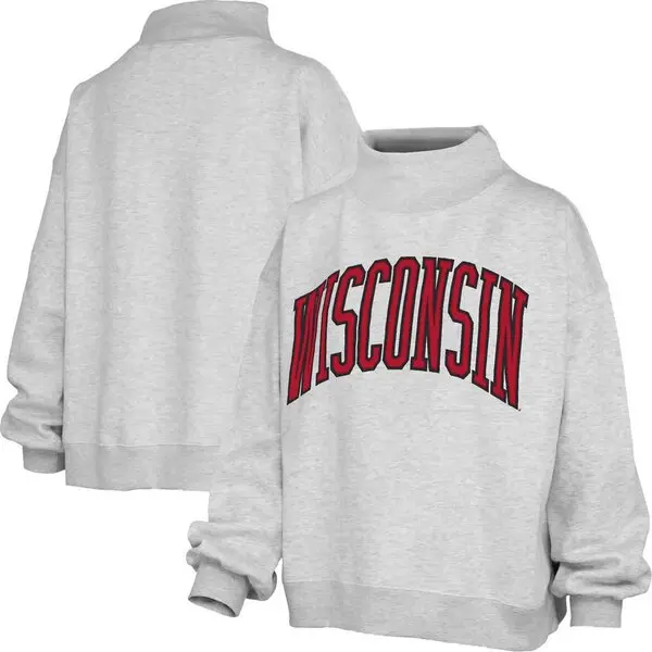 PRESSBOX Wisconsin Badgers Oversized Nelson Mock Neck Sweatshirt