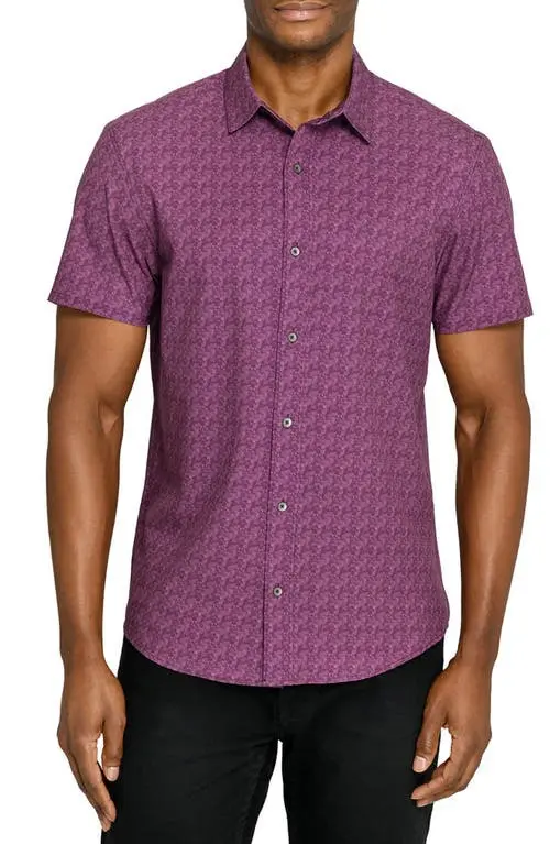 W.R.K Abstract Blur Performance Short Sleeve Button Up Shirt