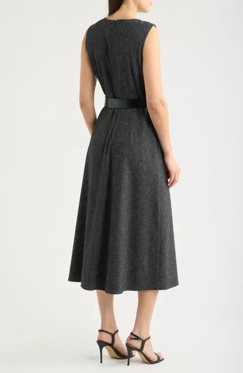 Sam Edelman Sleeveless Belted Midi Dress In Herringbone