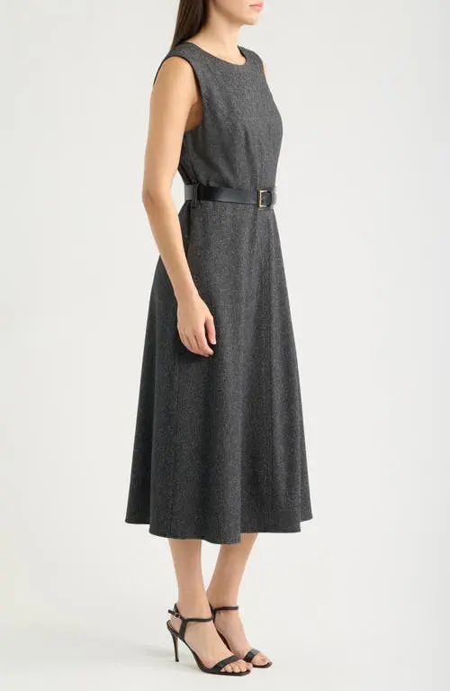 Sam Edelman Sleeveless Belted Midi Dress In Herringbone
