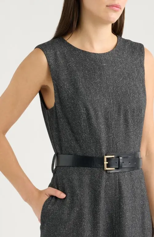 Sam Edelman Sleeveless Belted Midi Dress In Herringbone
