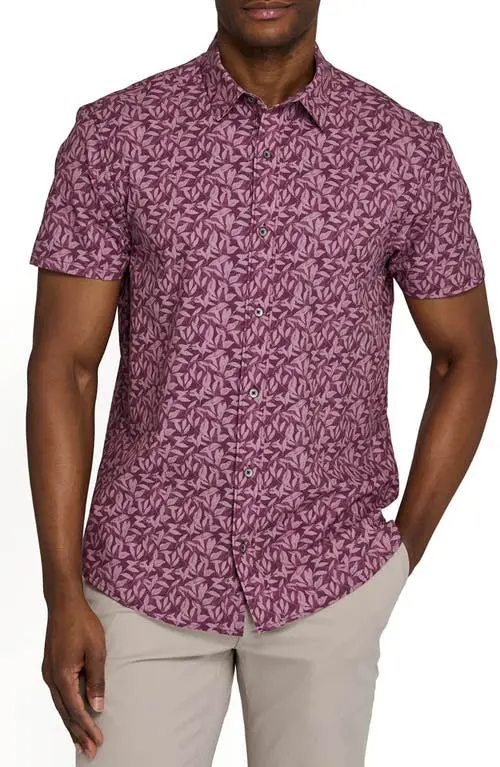 W.R.K Leaf Print Performance Short Sleeve Button-up Shirt