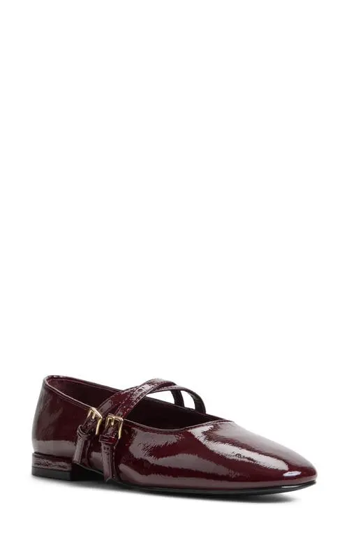 Aldo Elinora Mary Jane Flat With Criss-cross Straps - Bordo