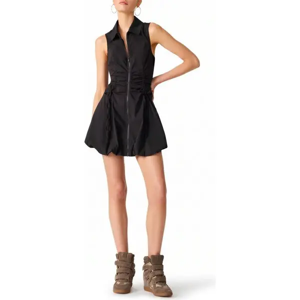Steve Madden Daisie Ruched Sleeveless Minidress - Black
