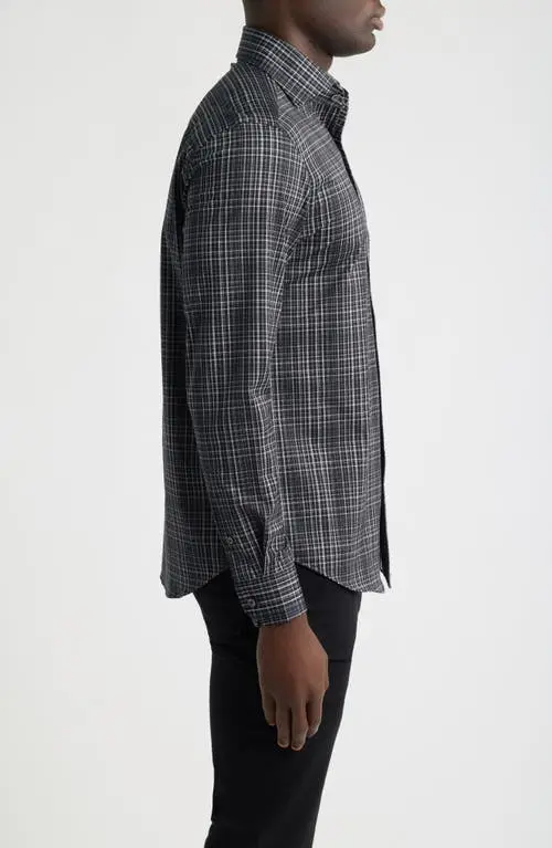 Bugatchi Ooohcotton Devon Plaid Performance Shirt - Black