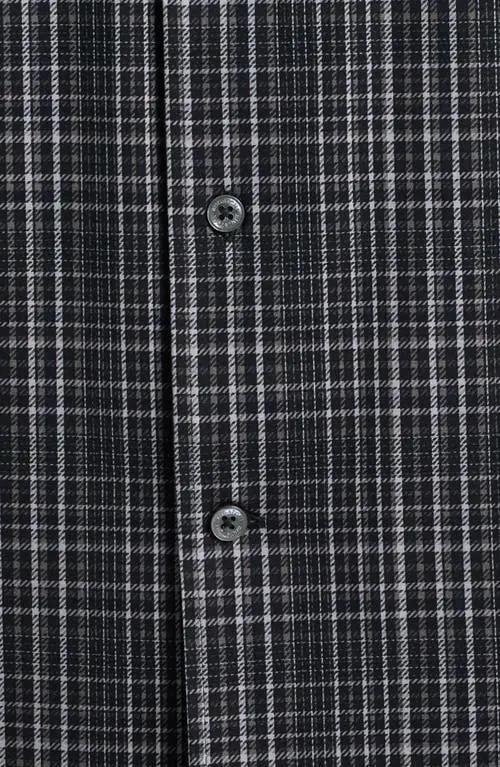 Bugatchi Ooohcotton Devon Plaid Performance Shirt - Black