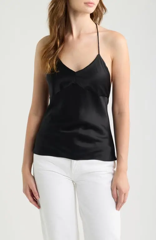 REFORMATION Natasia Satin Halter Neck Top - Black