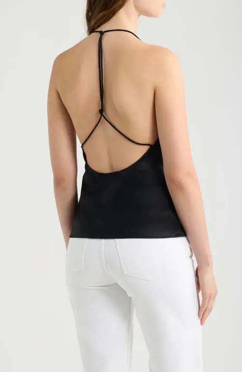 REFORMATION Natasia Satin Halter Neck Top - Black