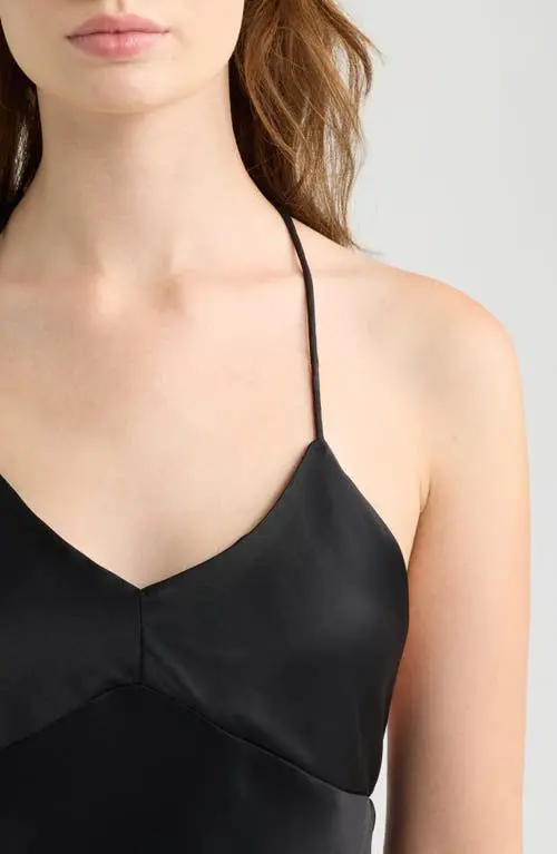 REFORMATION Natasia Satin Halter Neck Top - Black