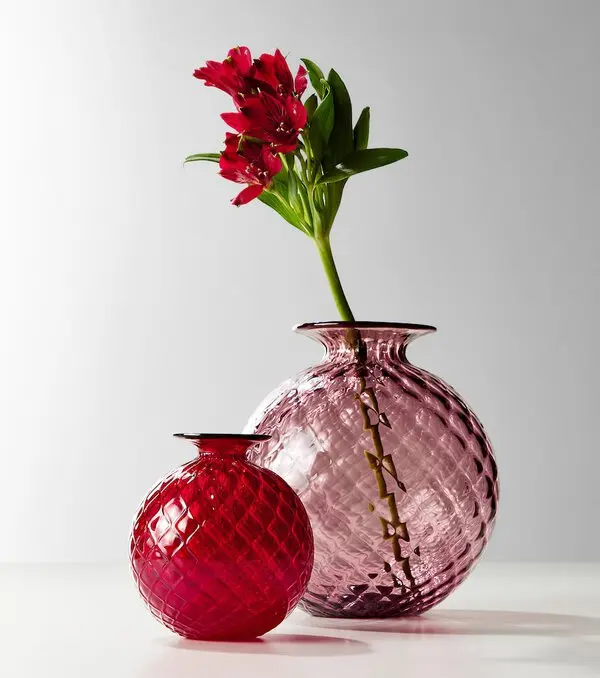 VENINI Monofiori Balloton Extra Small Murano Glass Vase - Red