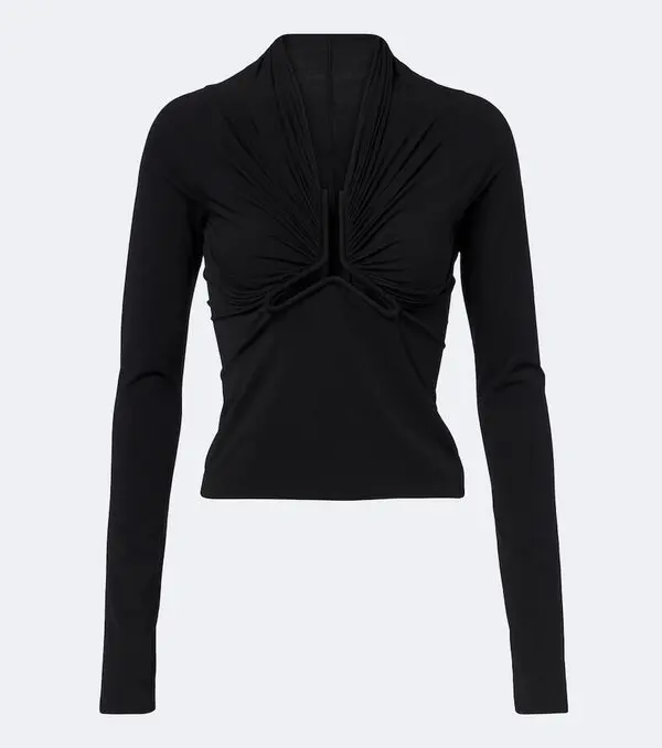 Rick Owens Gathered Jersey Top With Boning Detail - Black