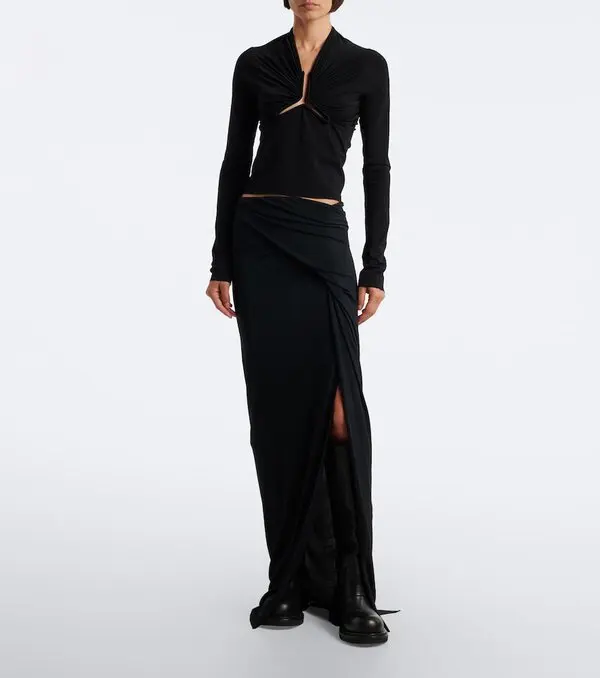 Rick Owens Allanah" Gathered Jersey Top - Black