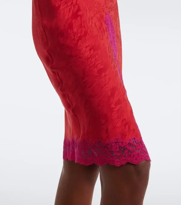 Saint Laurent Lace-trimmed Silk Jacquard Midi Dress