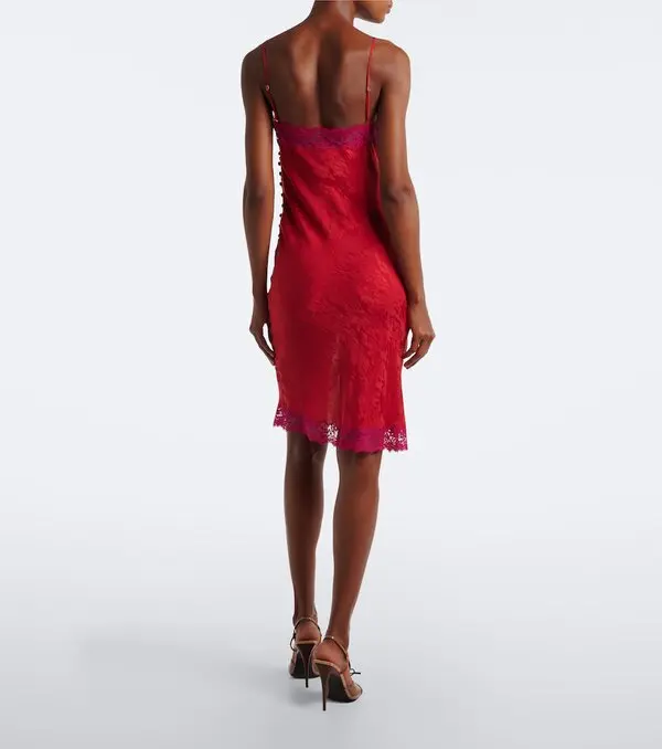 Saint Laurent Lace-trimmed Silk Jacquard Midi Dress