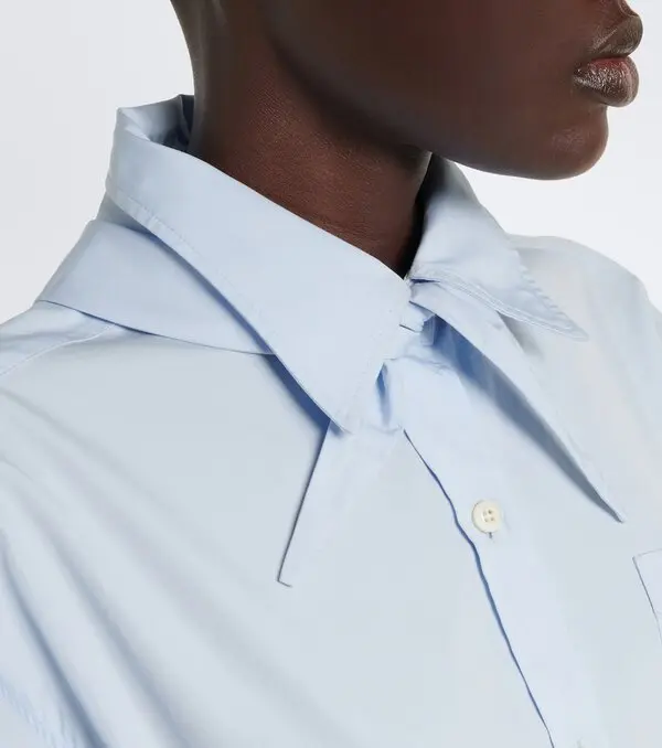 Prada Cotton Poplin Tie-neck Shirt