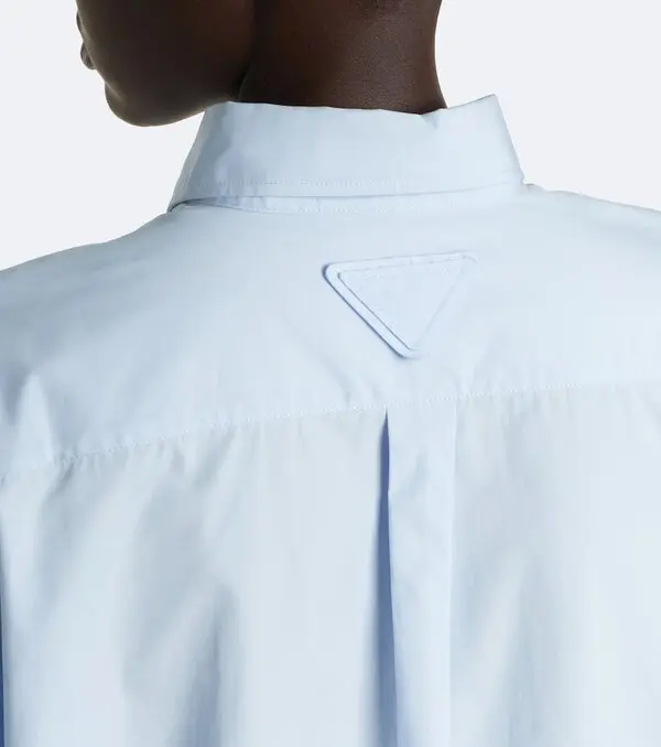 Prada Cotton Poplin Tie-neck Shirt