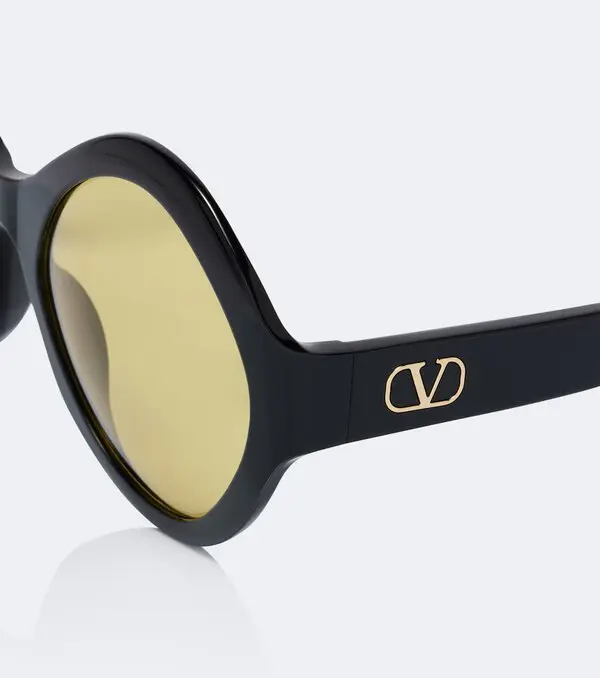 Valentino Garavani Vlogo Round Frame Sunglasses - Black