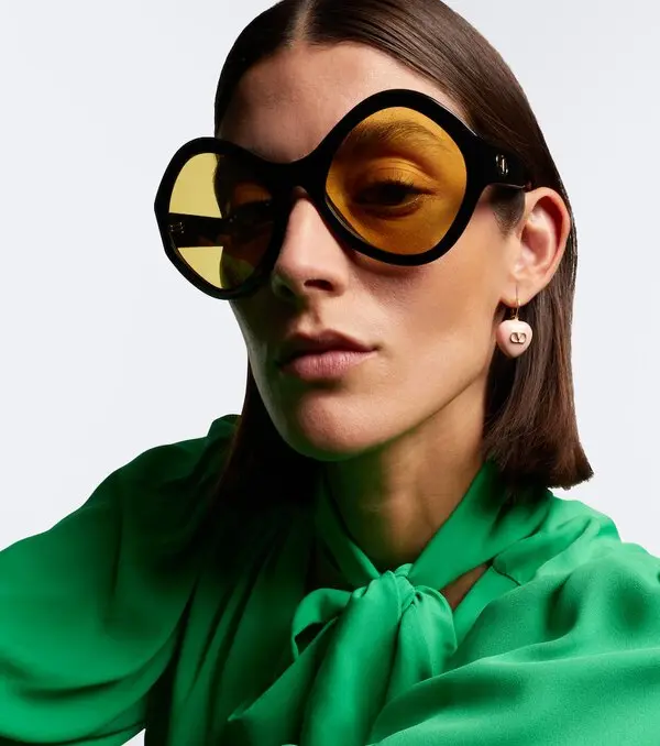 Valentino Garavani Vlogo Round Frame Sunglasses - Black