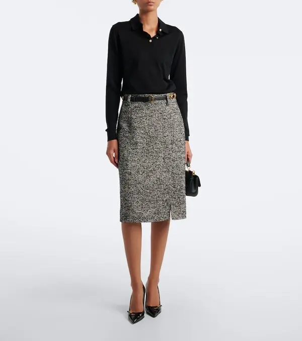 Dolce & Gabbana Wool, Silk, And Alpaca-blend Tweed Pencil Skirt