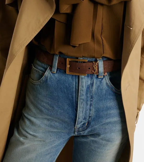 Saint Laurent Cassandre Suede Belt
