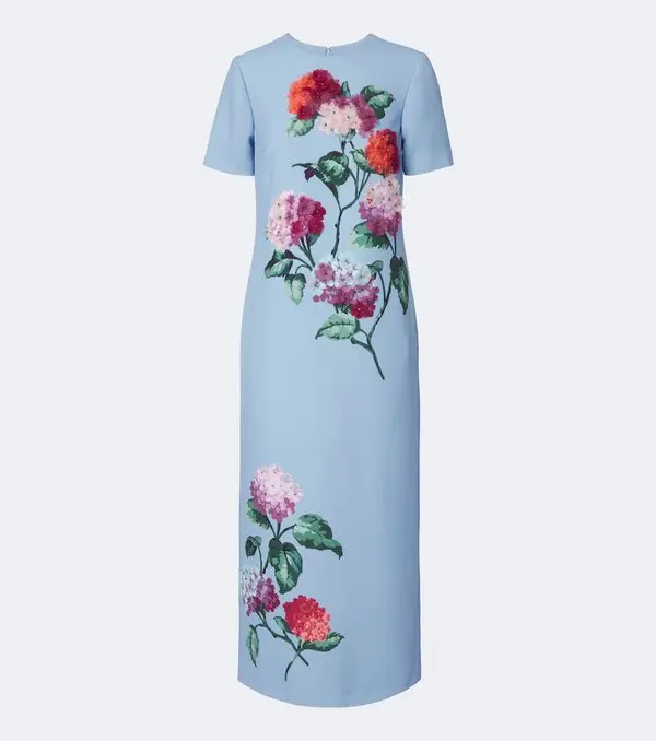 Carolina Herrera Embellished Floral-appliqué Midi Dress - Multicoloured