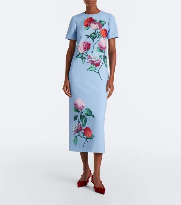 Carolina Herrera Embellished Floral-appliqué Midi Dress