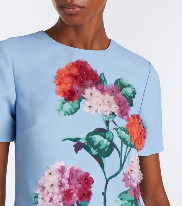 Carolina Herrera Embellished Floral-appliqué Midi Dress