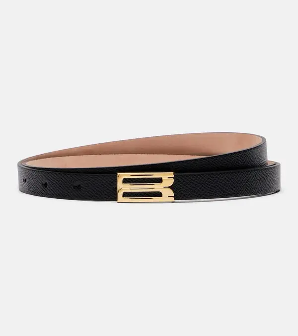 Victoria Beckham Leather Belt With Gold Tone Buckle - Black