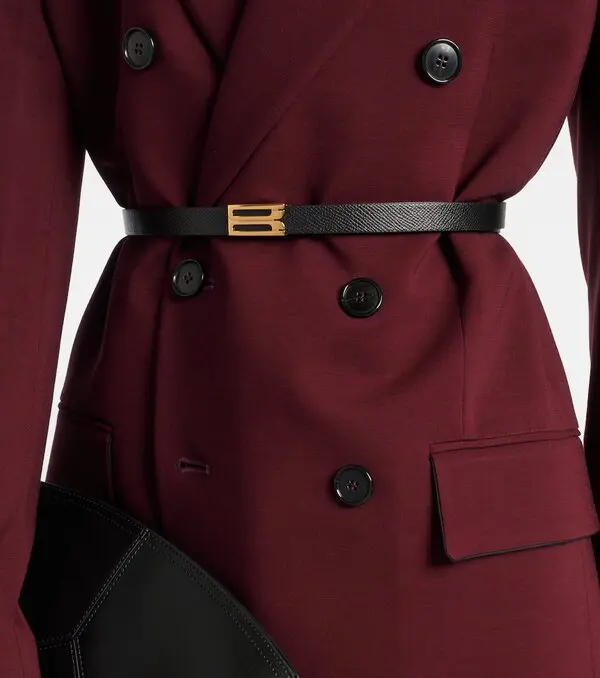 Victoria Beckham Leather Belt With Gold Tone Buckle - Black