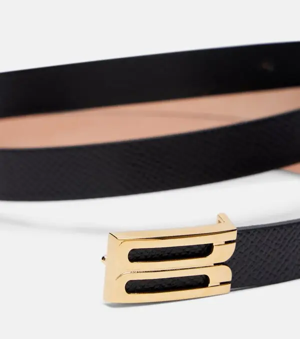 Victoria Beckham Leather Belt With Gold Tone Buckle - Black