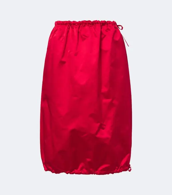 Prada Silk Satin Midi Skirt - Red
