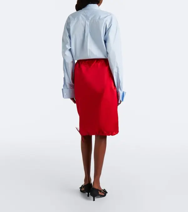 Prada Silk Satin Midi Skirt - Red