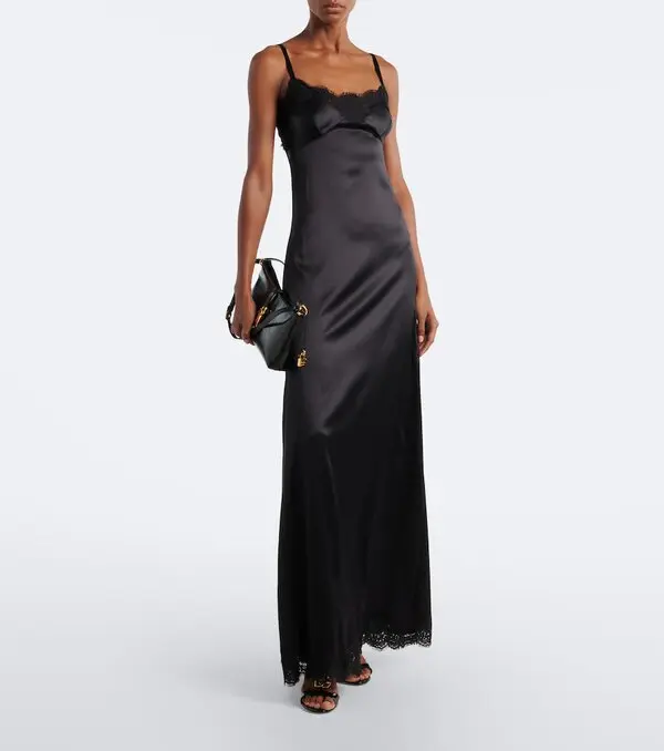 Dolce & Gabbana Lace-trimmed Silk And Cotton-blend Gown