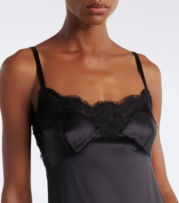 Dolce & Gabbana Lace-trimmed Silk And Cotton-blend Gown