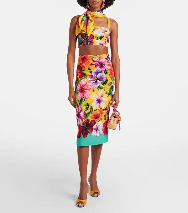 Dolce & Gabbana Floral Silk-blend Pencil Skirt