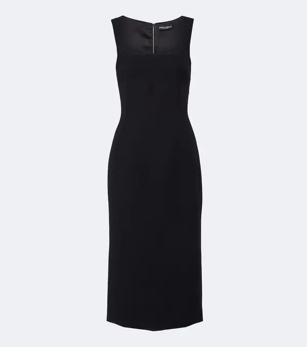 Dolce & Gabbana Virgin Wool Crêpe Midi Dress - Black